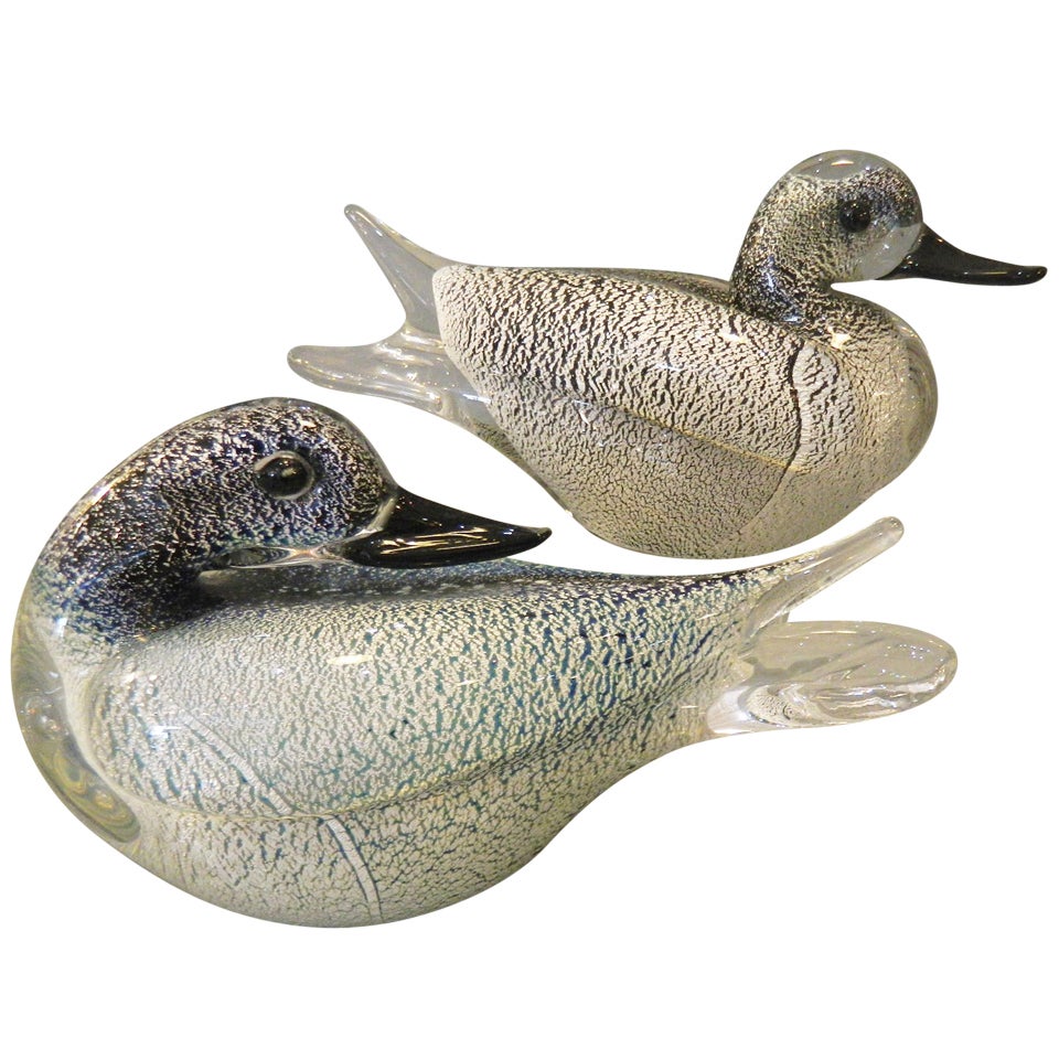 Pair Venetian Glass Ducks at 1stDibs