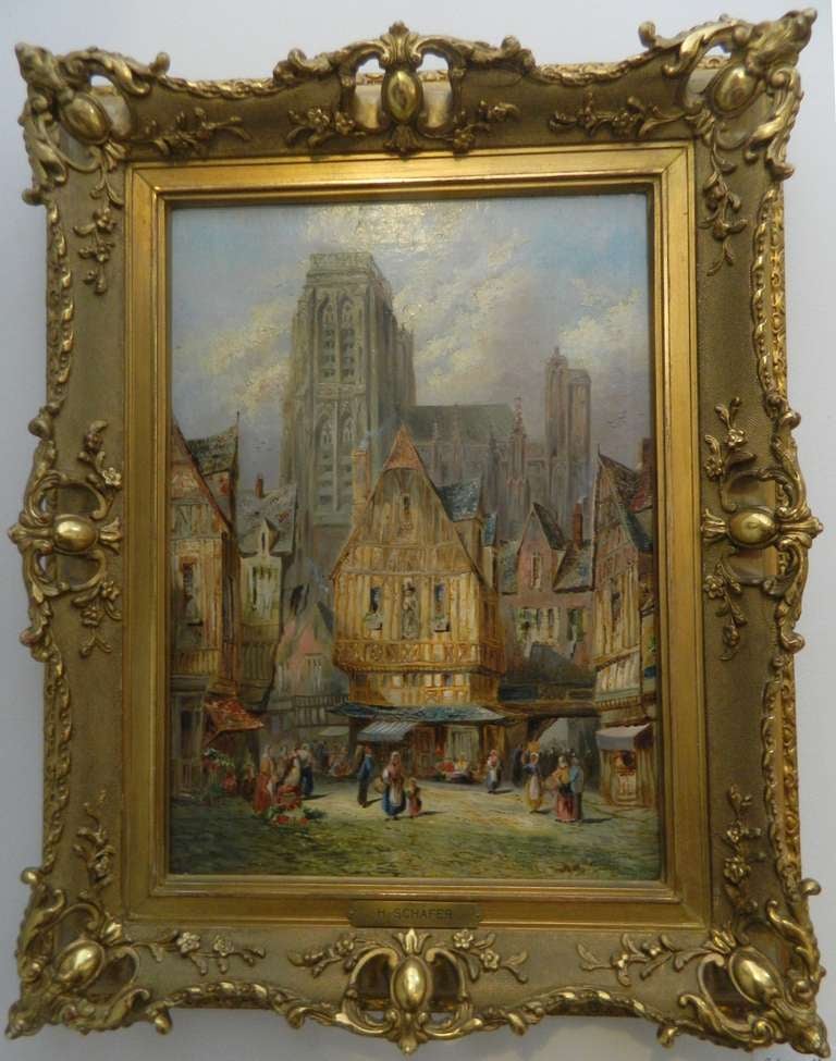 Schaefer Oil on Canvas Abbeville, Normandy at 1stDibs