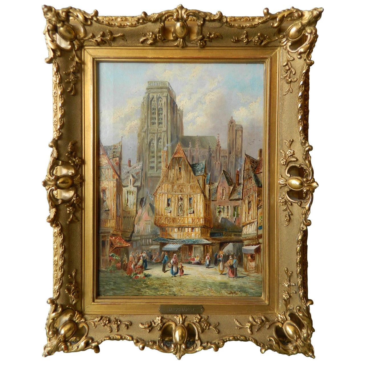 Schaefer Oil on Canvas Abbeville, Normandy at 1stDibs