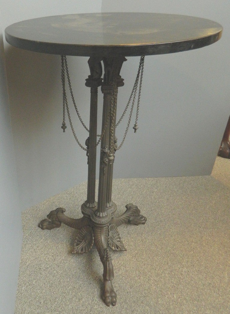 Neoclassical Iron and Marble Paw Foot Table at 1stDibs