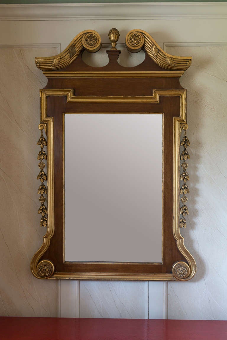 Georgian Style Walnut and Gilt Mirror at 1stDibs