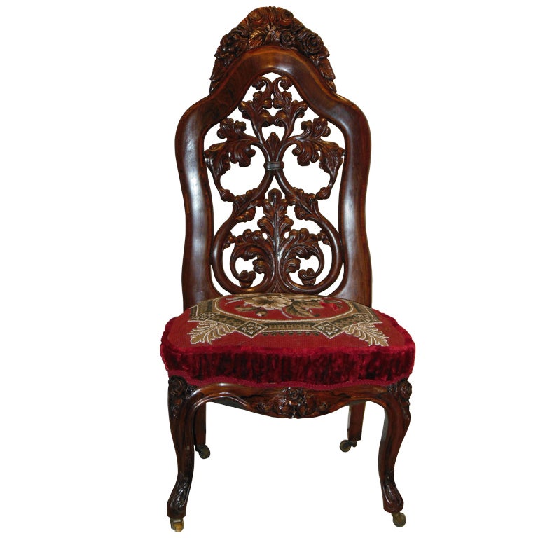 Belter Slipper Chair, Rococo Revival NY, circa 1850 For Sale at 1stDibs