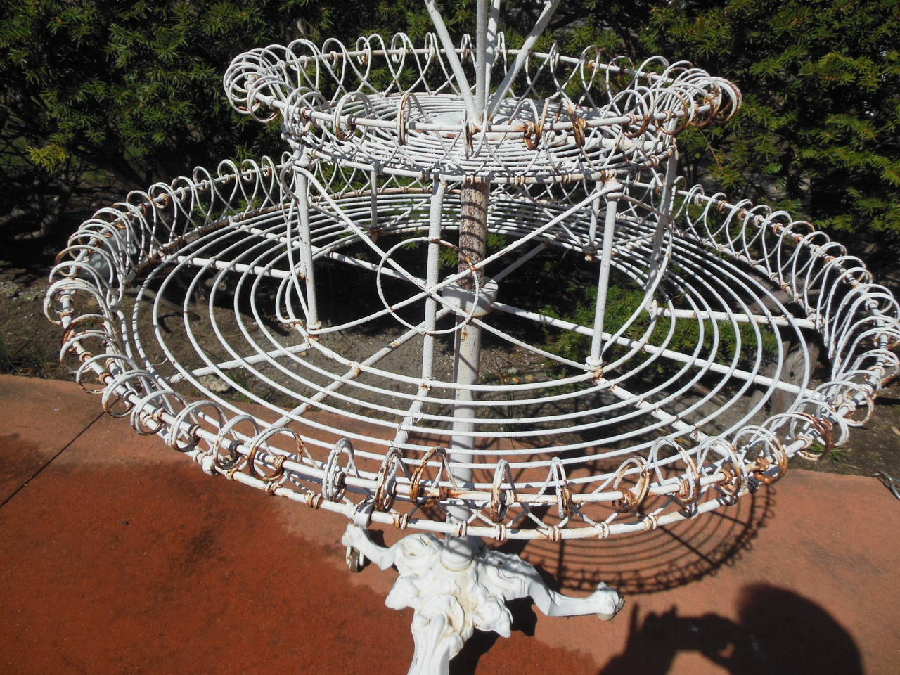 Plant Stand revolving Cast Iron and Wire antique For Sale at 1stDibs