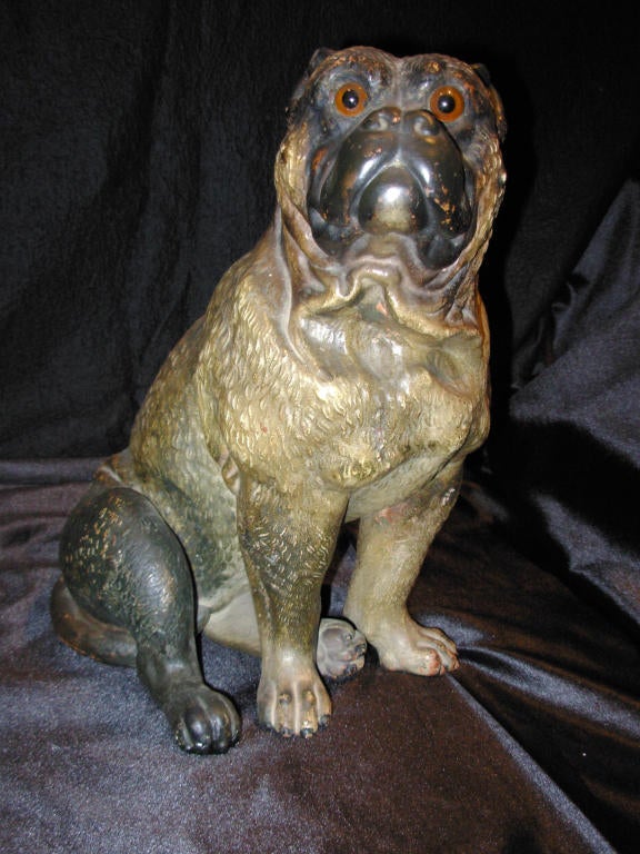Terra Cotta Sitting Pug Dog Attributed to Goldscheider For Sale at ...