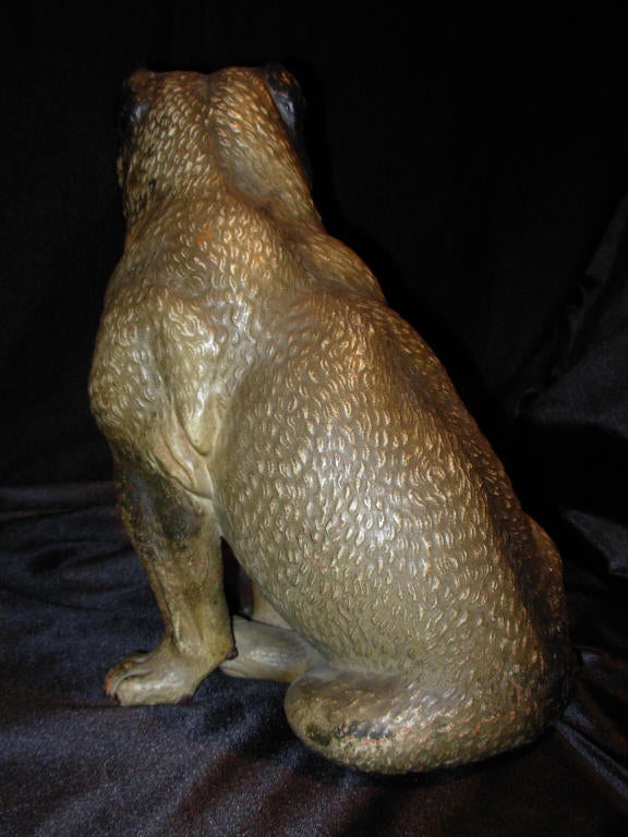 Terra Cotta Sitting Pug Dog Attributed to Goldscheider For Sale at ...