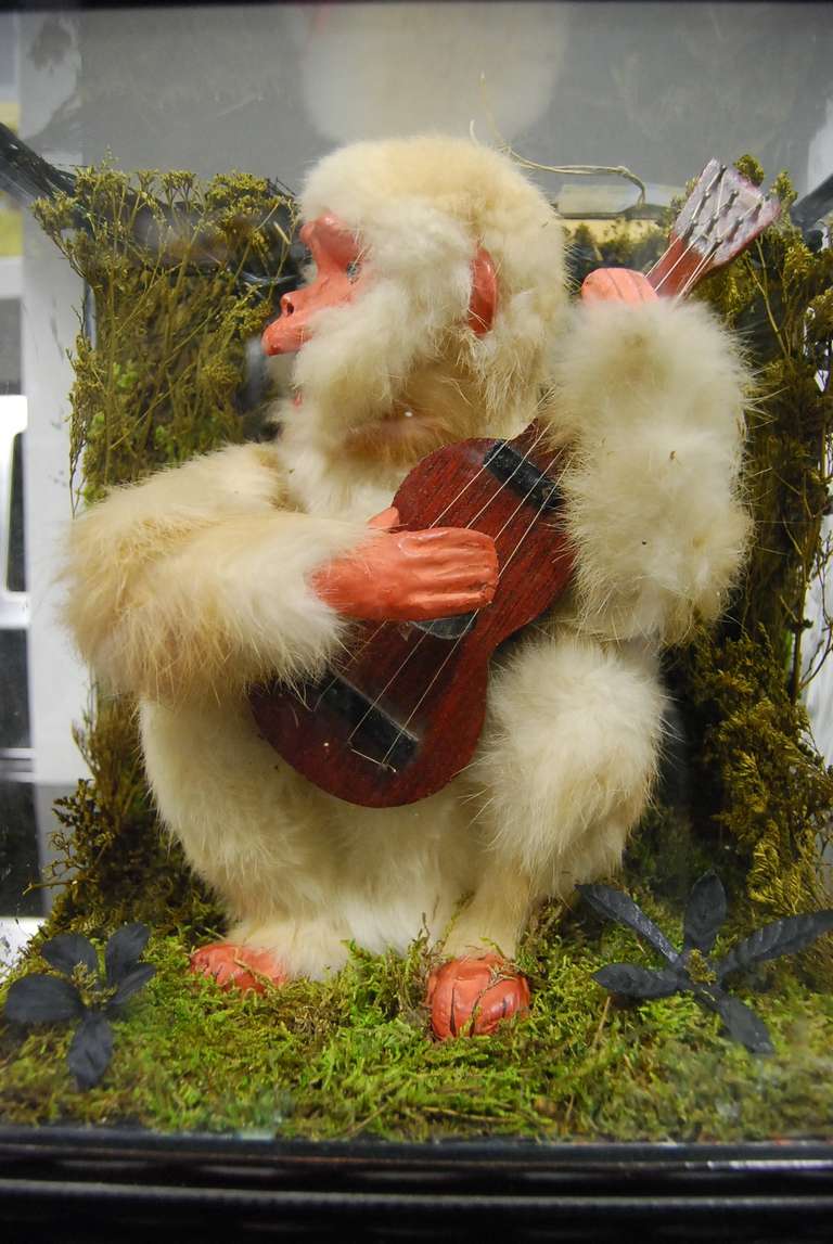 Automaton Music Box Diorama, C. 1900 - "Musically Inclined Monkey" at ...