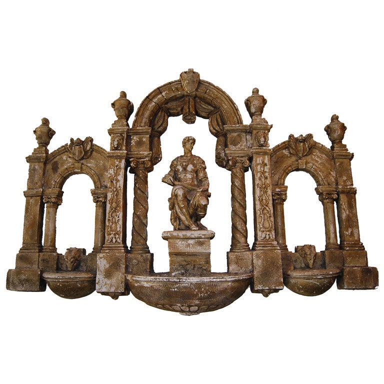 Vintage Large Plaster Roman Sculpture Wall Hanging For Sale at 1stDibs