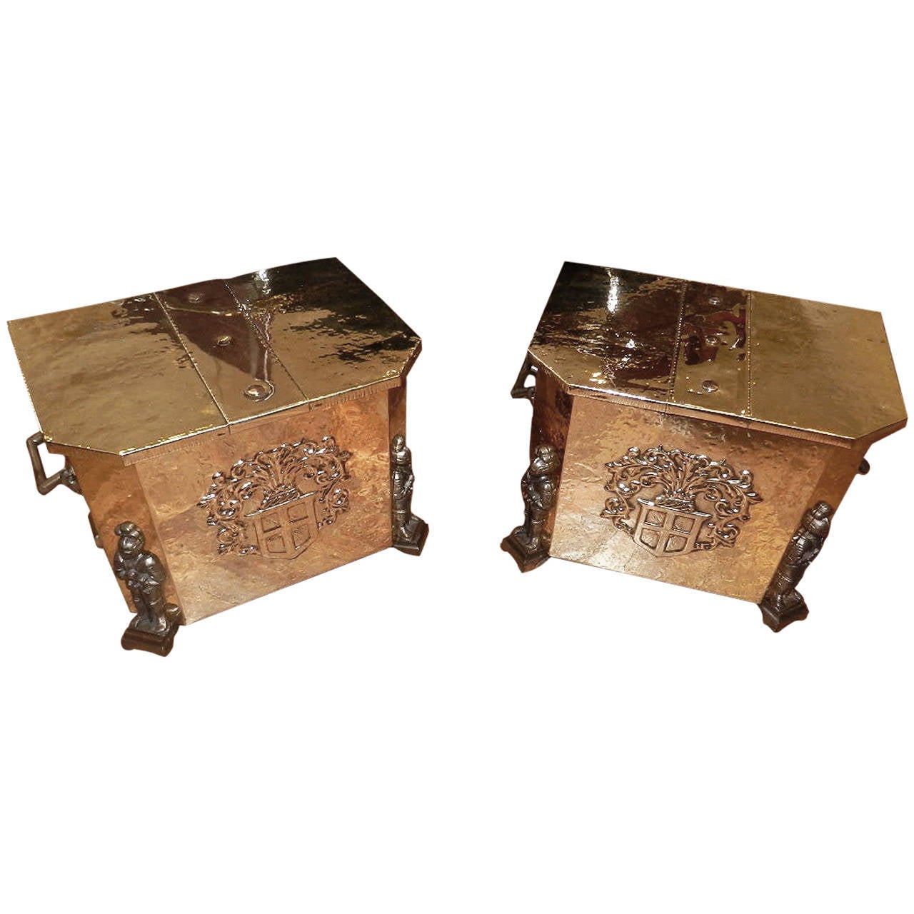 Pair of Brass Log Boxes at 1stDibs