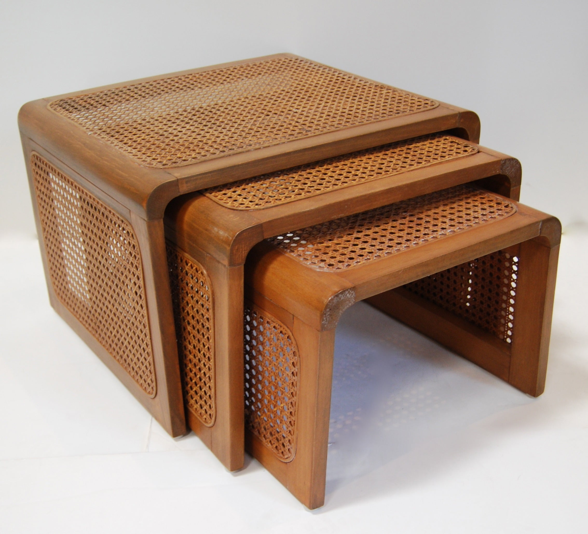Jean Royère Caned Nesting Tables at 1stDibs