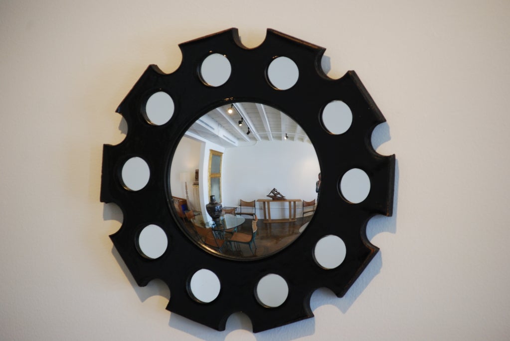 Jean Teten Patent Leather Gear mirror at 1stDibs