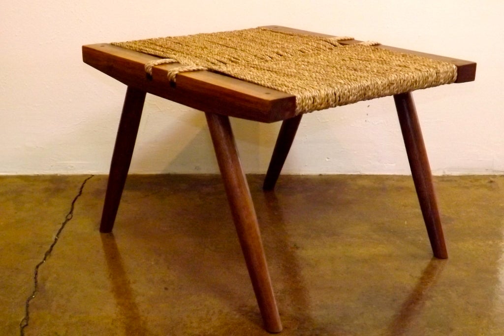 George Nakashima Grass Seat Stool For Sale at 1stDibs