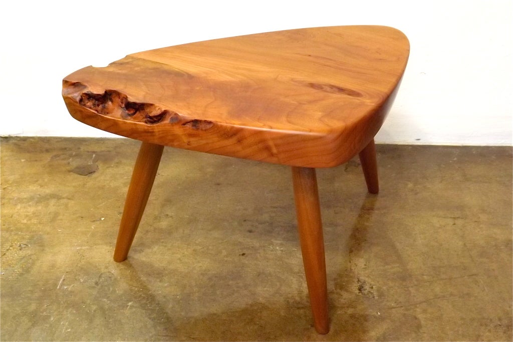 Mira Nakashima Free Edge Cherry Tri-Leg Table at 1stDibs