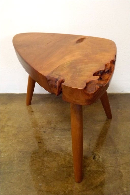 Mira Nakashima Free Edge Cherry Tri-Leg Table at 1stDibs