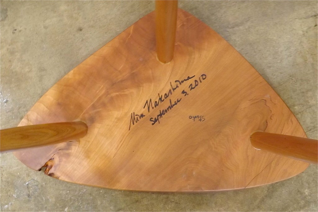 Mira Nakashima Free Edge Cherry Tri-Leg Table at 1stDibs
