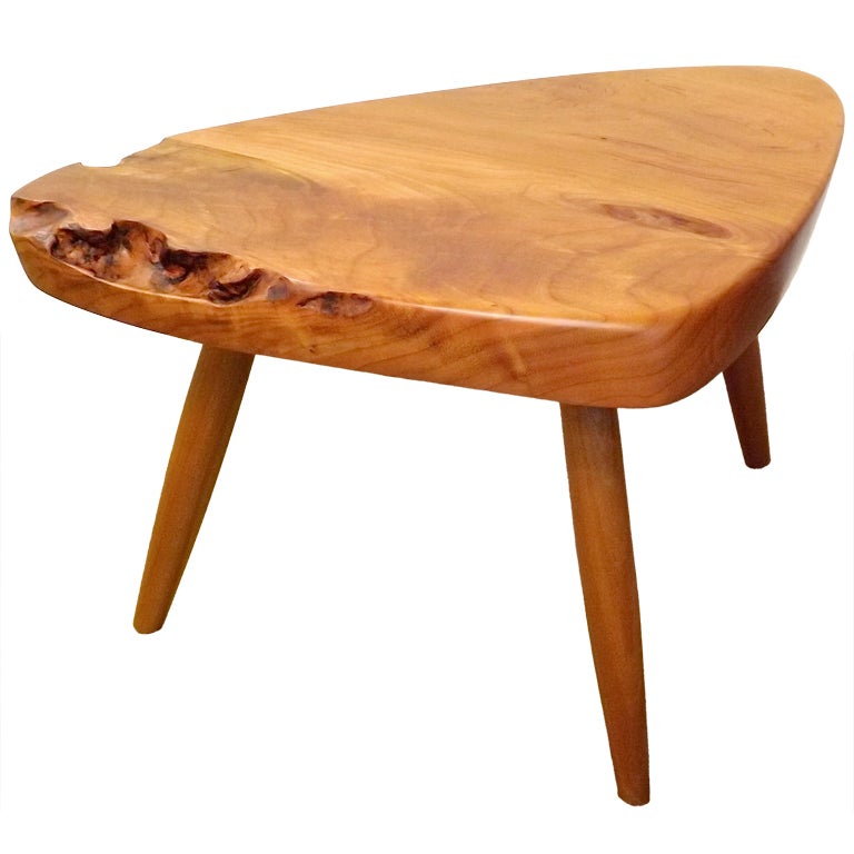 Mira Nakashima Free Edge Cherry Tri-Leg Table at 1stDibs