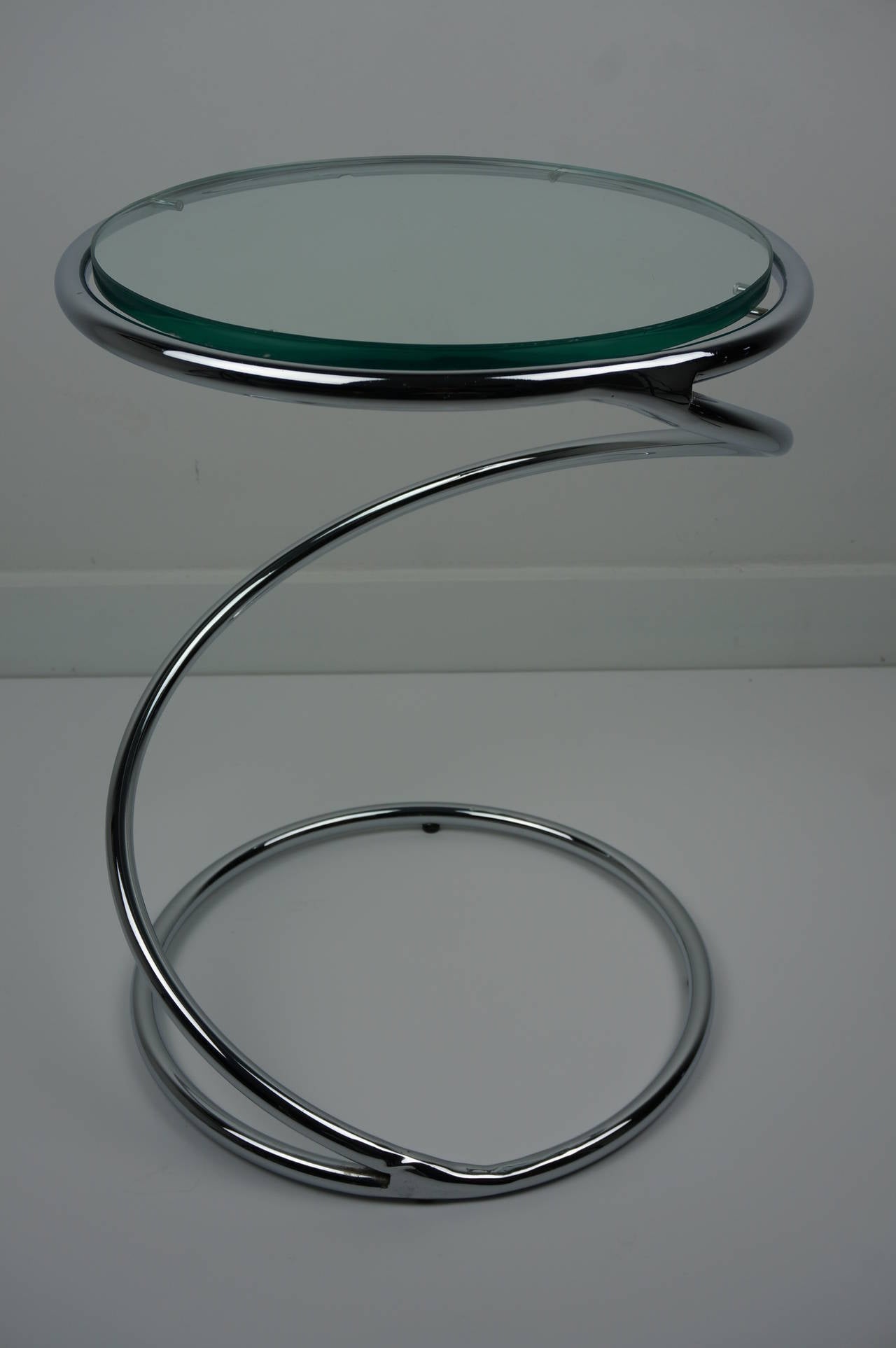 Chrome and Glass Spiral Side Table For Sale at 1stDibs