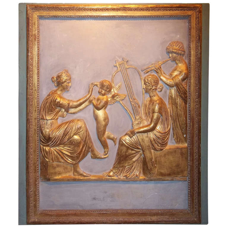 Neoclassical Styled Gilded Plaster Relief at 1stDibs
