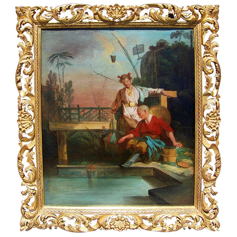 Italian chinoiserie oil , rococo palette at 1stDibs