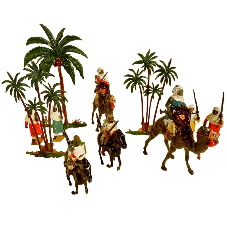Britains Set #224 Arabs on Foot, Camels, Horses with Palm Trees at 1stDibs