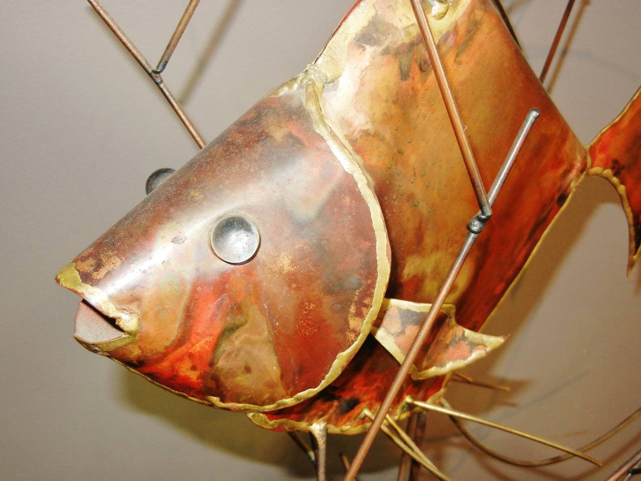 Vintage Copper Large Table-Top Fish Sculpture, Alex Kovacs, 1976 For ...