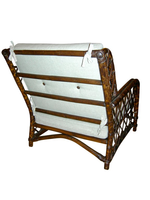 Tortoise Shell Lacquered Chair and Ottoman by Ficks Reed at 1stDibs