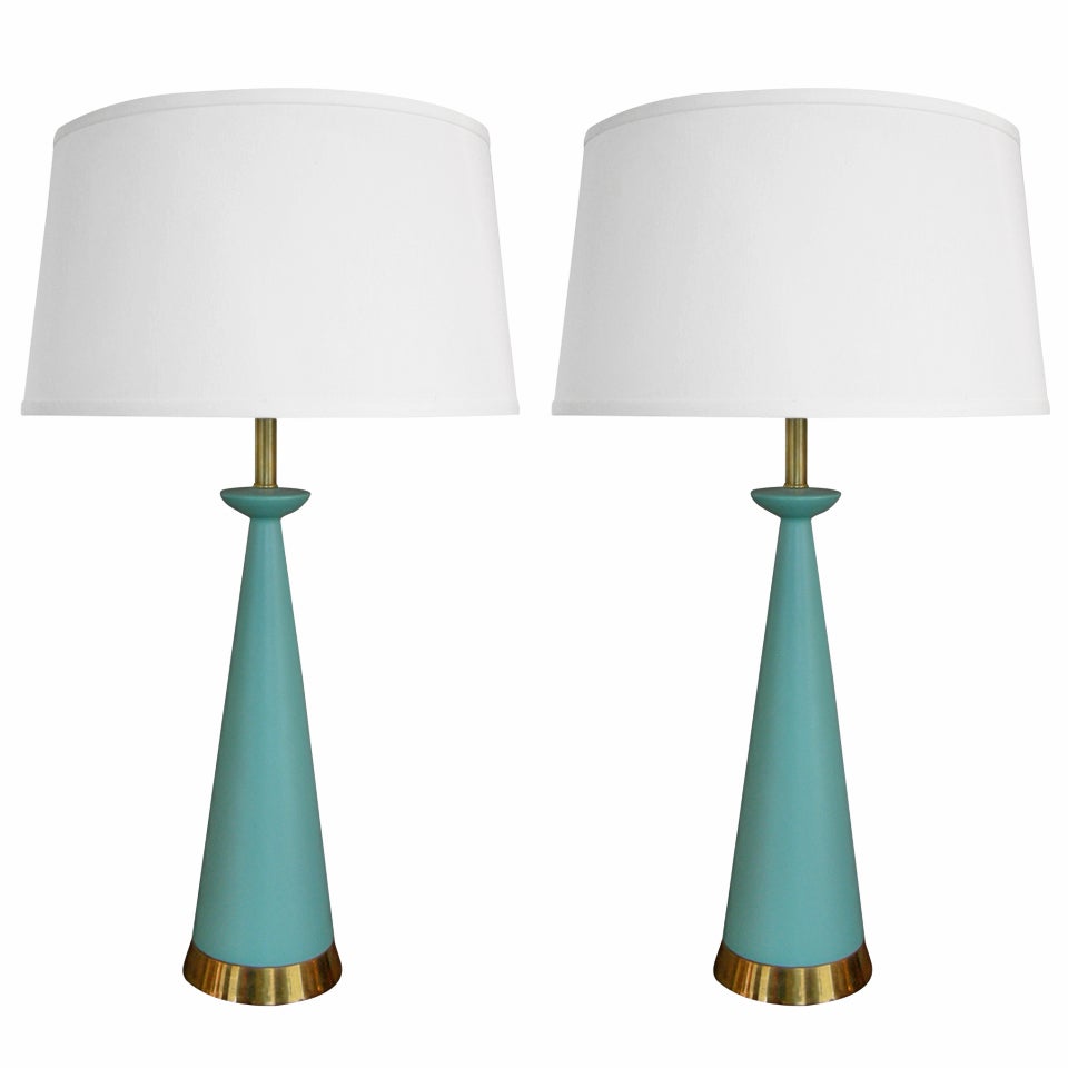 Pair of Modern Turquoise Table Lamps at 1stDibs