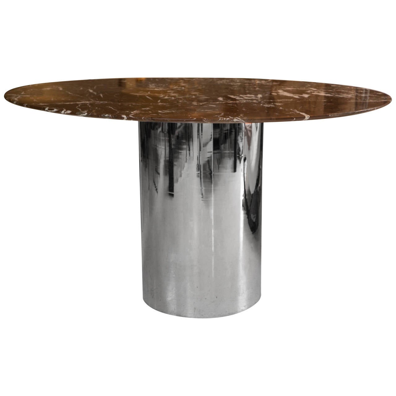 Mid-Century Red Marble Table in Brueton Style at 1stDibs