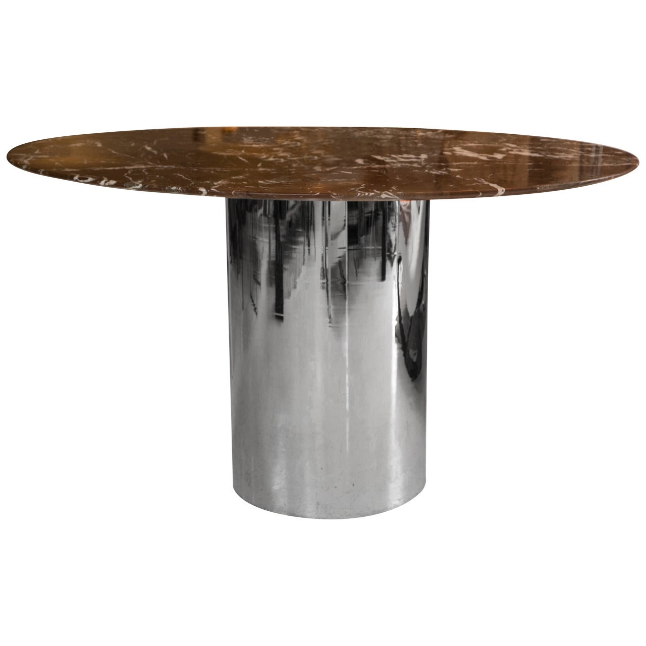 Mid-Century Red Marble Table in Brueton Style at 1stDibs