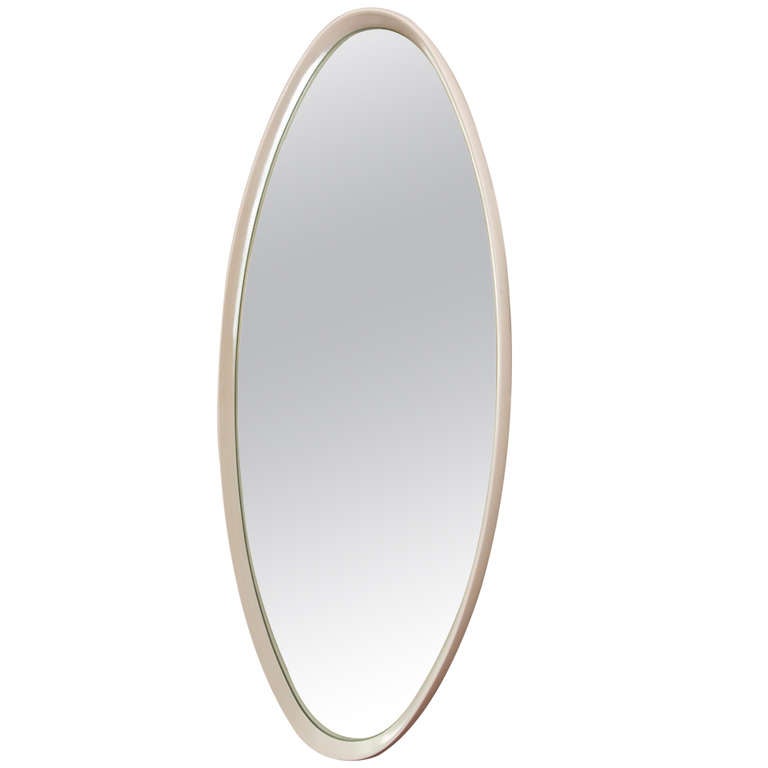 Vintage Lacquer Elliptical Wall Mirror at 1stdibs