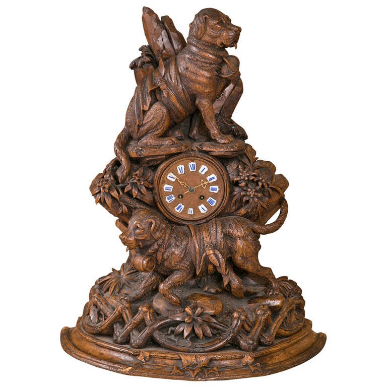 Very Fine Antique Black Forest Mantle Clock at 1stDibs