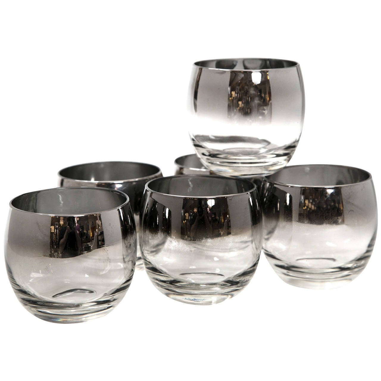 Mid-Century Set of Six Roly Poly Glasses D. O. F at 1stDibs