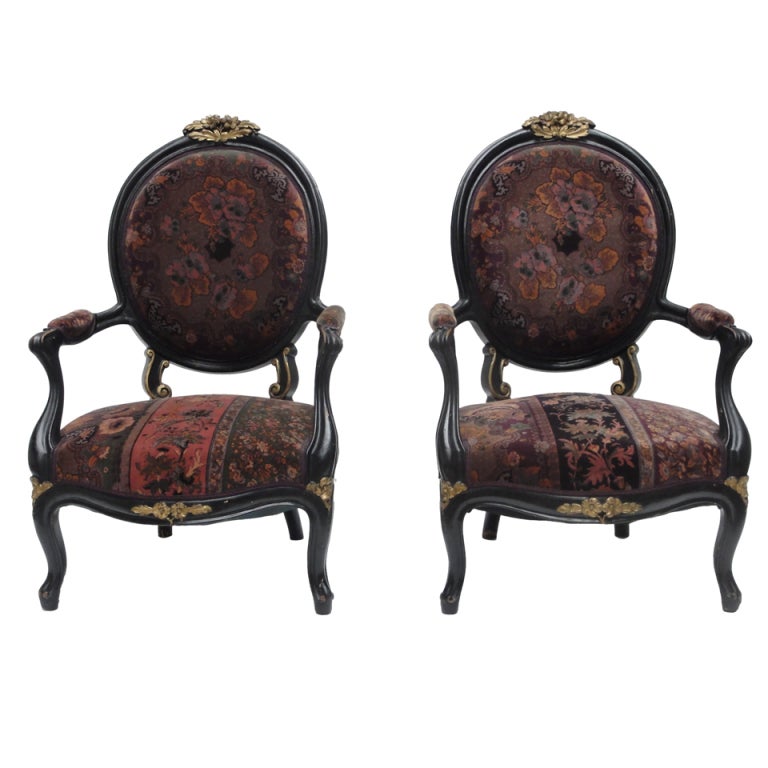 Pair of stunning Italian Voltaire Roccoco chairs circa 1860 at 1stDibs