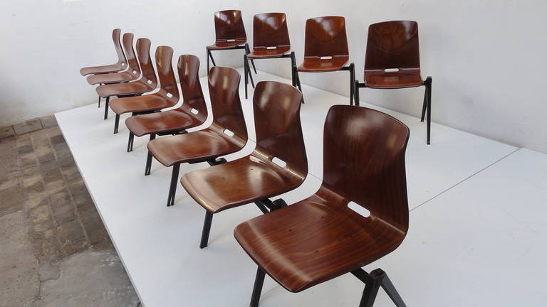12 Galvanitas S22 Stackable and Linkable Compass Legged Chairs at 1stDibs