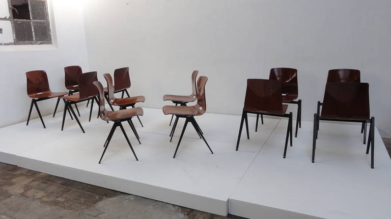 12 Galvanitas S22 Stackable and Linkable Compass Legged Chairs at 1stDibs