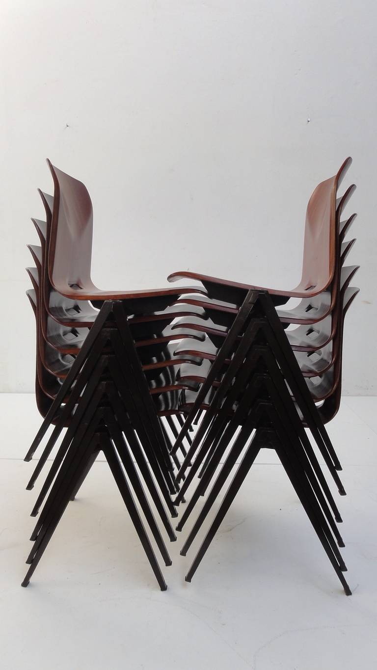 12 Galvanitas S22 Stackable and Linkable Compass Legged Chairs at 1stDibs
