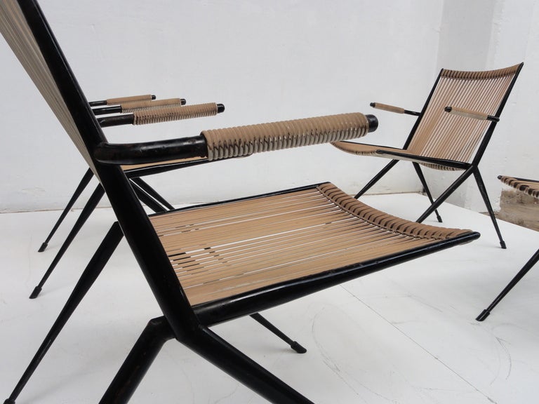 French 50's plastic corded (outdoor) easy chairs at 1stDibs
