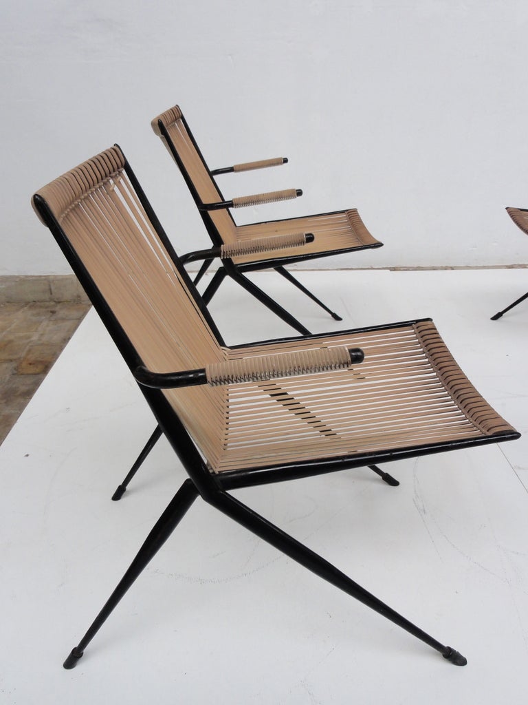 French 50's plastic corded (outdoor) easy chairs at 1stDibs