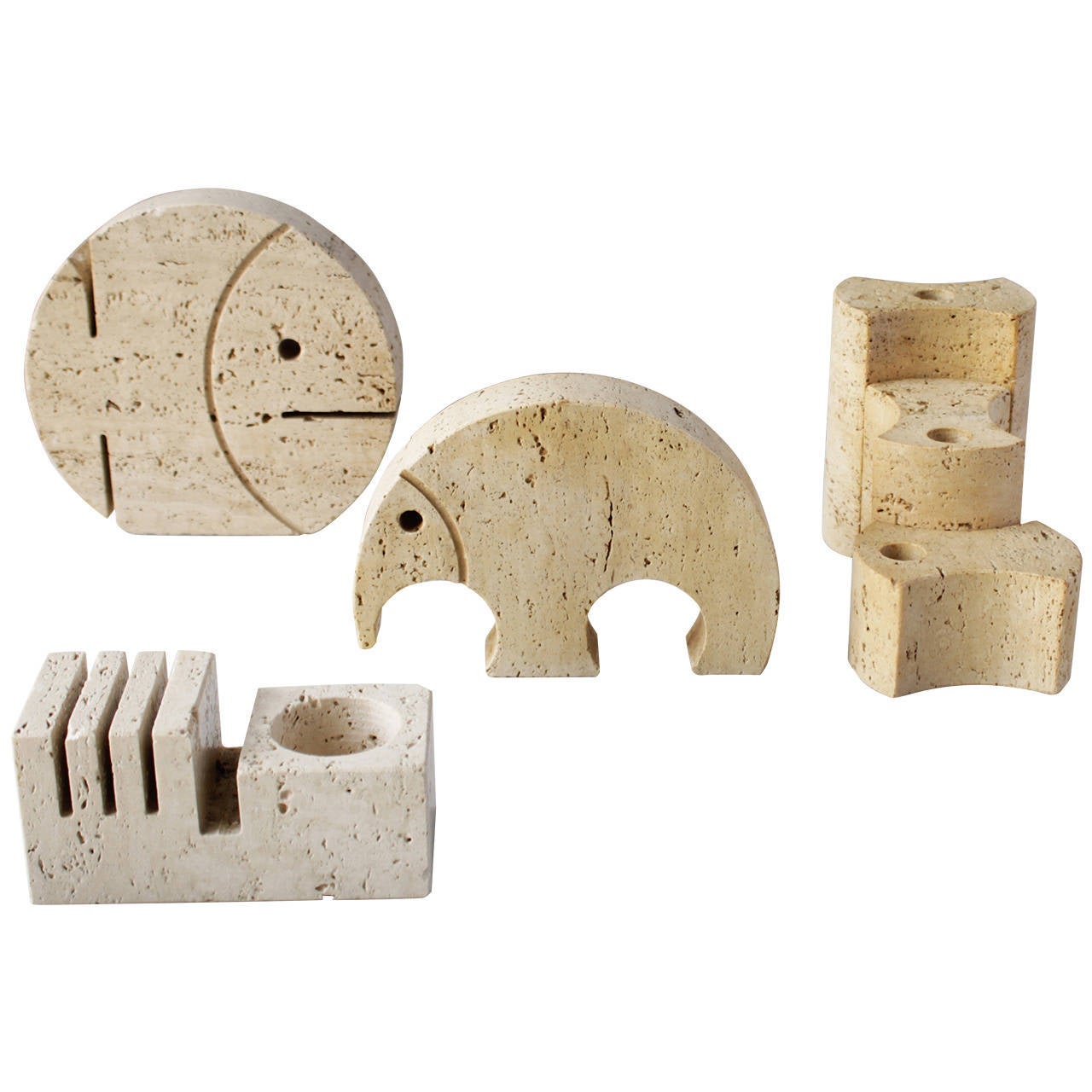 Set of Six Italian Travertine Pieces at 1stDibs