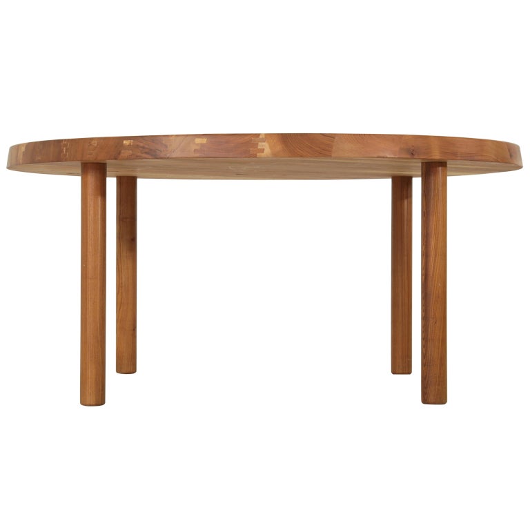 Extra Large Pierre Chapo Round Dining Table, TO2E For Sale at 1stDibs