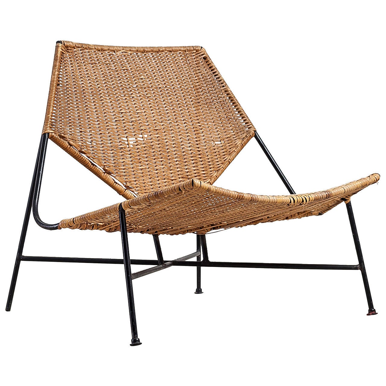 Arthur Umanoff Rattan Lounge Chair at 1stDibs