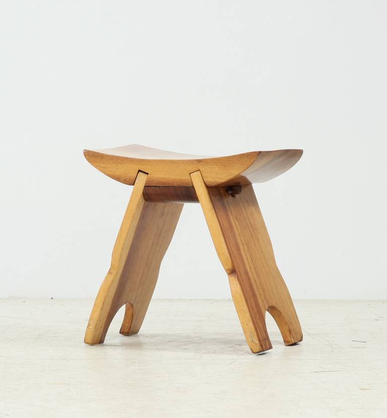 Don Shoemaker Stool in Tropical Wood with Original Label at 1stDibs