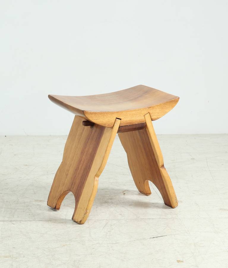 Don Shoemaker Stool in Tropical Wood with Original Label at 1stDibs