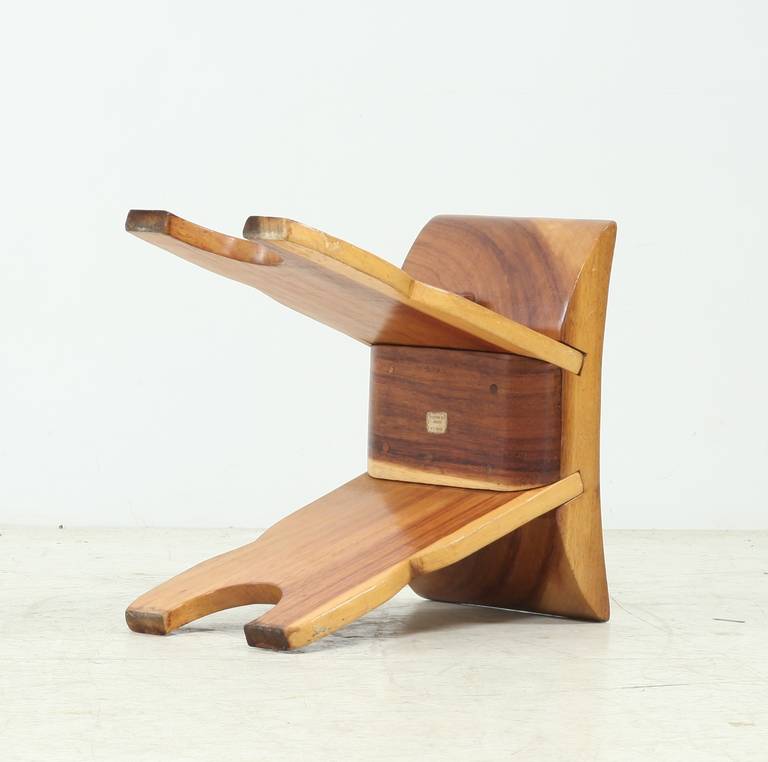 Don Shoemaker Stool in Tropical Wood with Original Label at 1stDibs