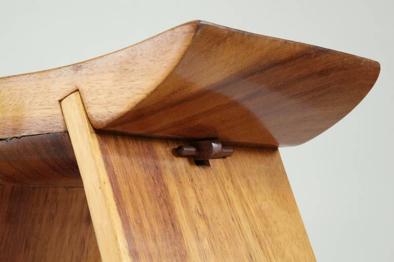 Don Shoemaker Stool in Tropical Wood with Original Label at 1stDibs