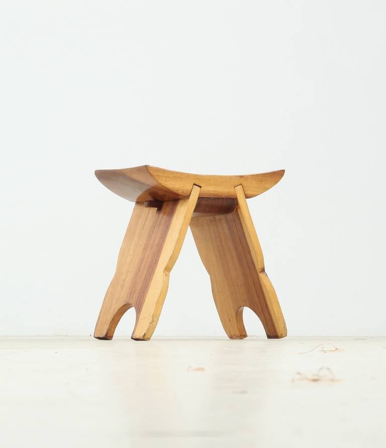 Don Shoemaker Stool in Tropical Wood with Original Label at 1stDibs