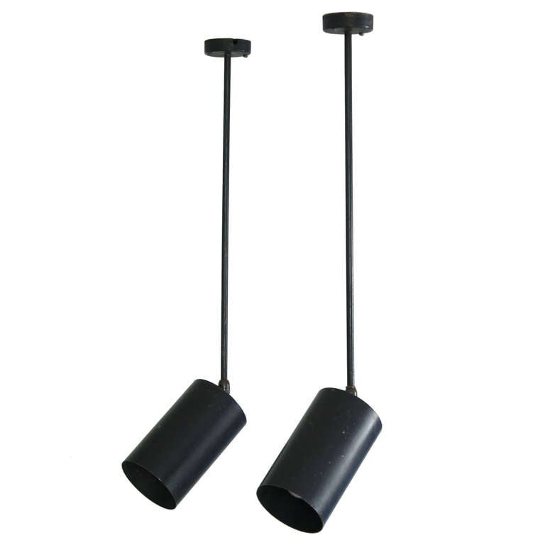 Pair of Black Ceiling Spotlights at 1stdibs