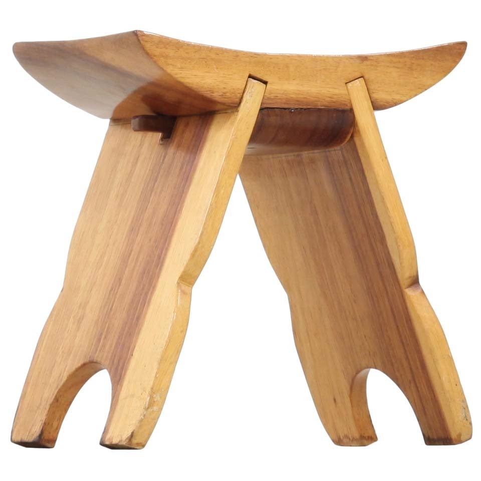Don Shoemaker Stool in Tropical Wood with Original Label at 1stDibs