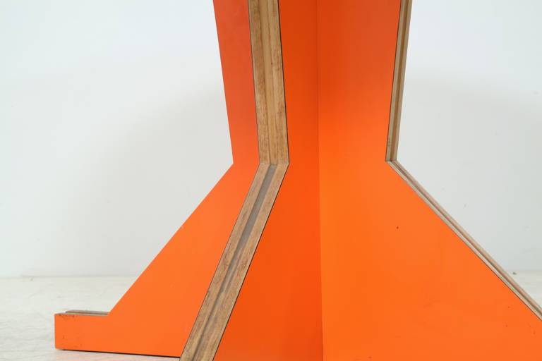 Solid Wooden Dinner or Gueridon Table with Original Orange Formica ...