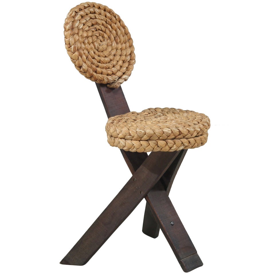 French 1950s Rope Covered Chair For Sale at 1stDibs