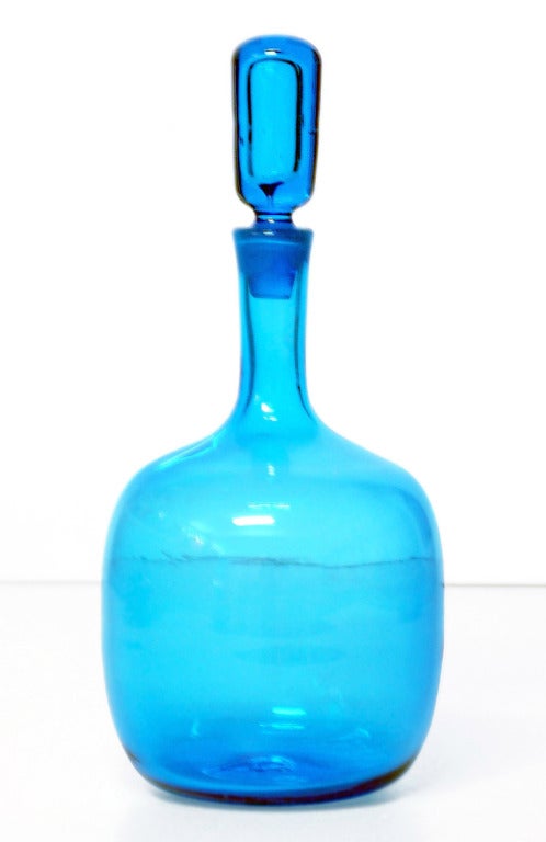 A Grouping of Vintage Blenko Glass Decanters in Turquoise at 1stDibs